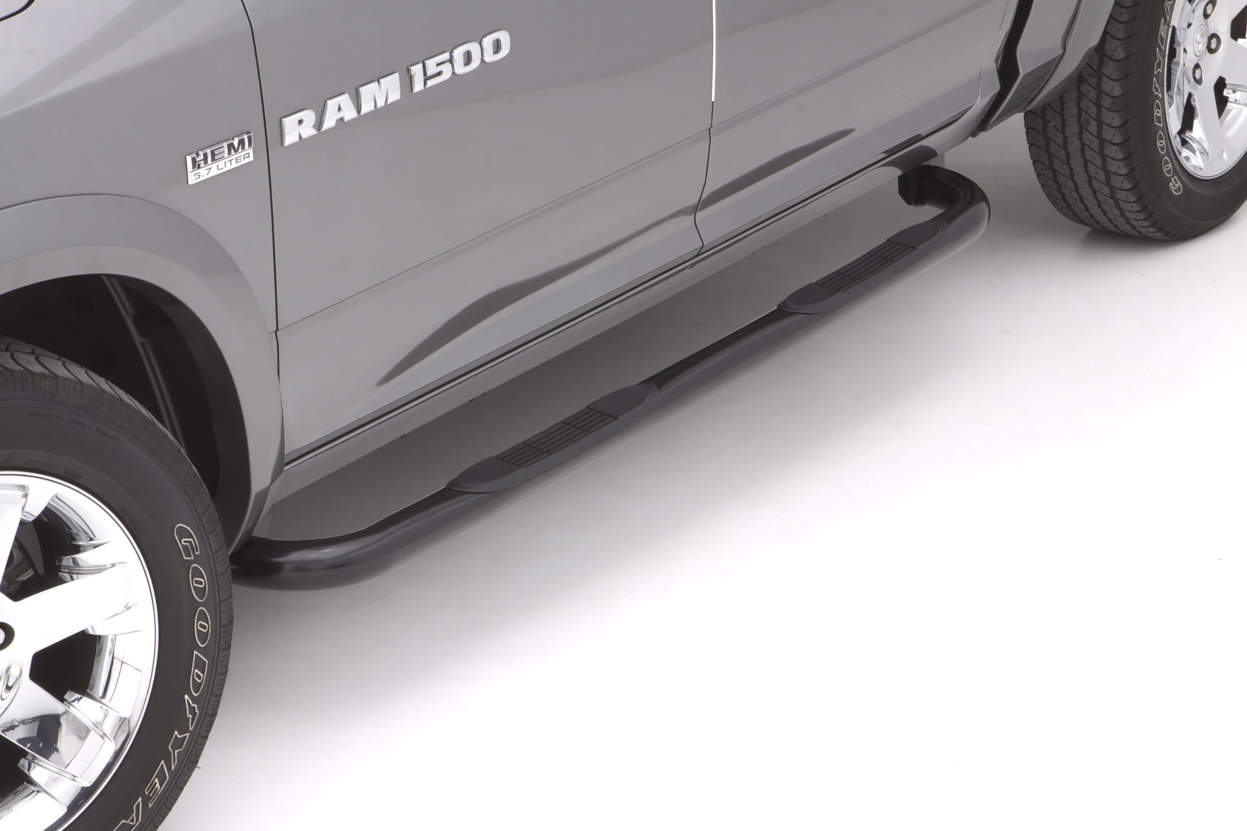 Lund 23073783 Black Steel 3" Round Bent Nerf Bars for 2009-2018 Dodge Ram 1500 Quad Cab