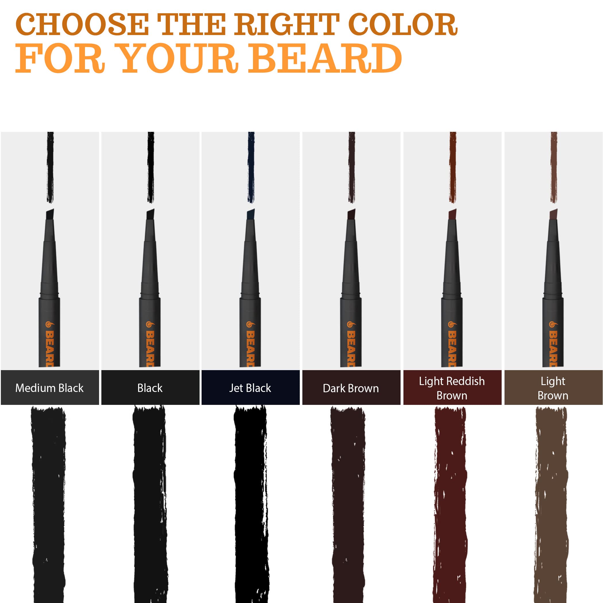 Beard Styling Pencil Kit - Medium Brown Beard Pen 4 Tip Micro-Fork and Beard Pen Filler