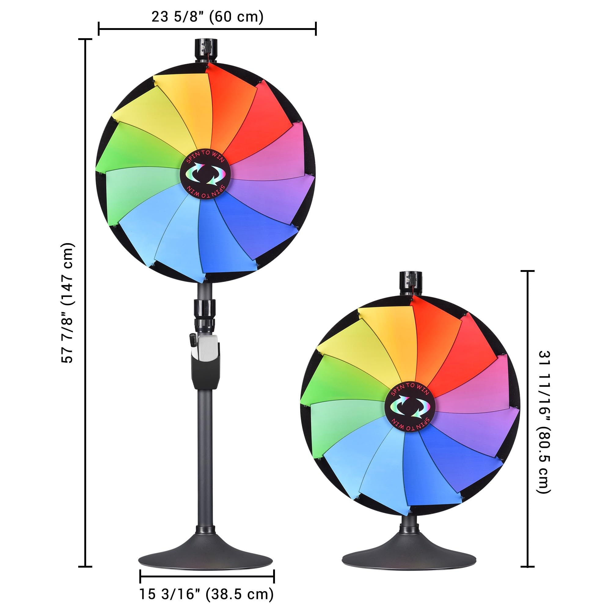 WinSpin 24" Dual Use Prize Wheel Tabletop and Floor Stand Adjustable 12 Slots Heavy Duty Dry Erase Spinning Fortune Wheel for Carnival Spinner Game & Tradeshow, Breeze Wheel Series