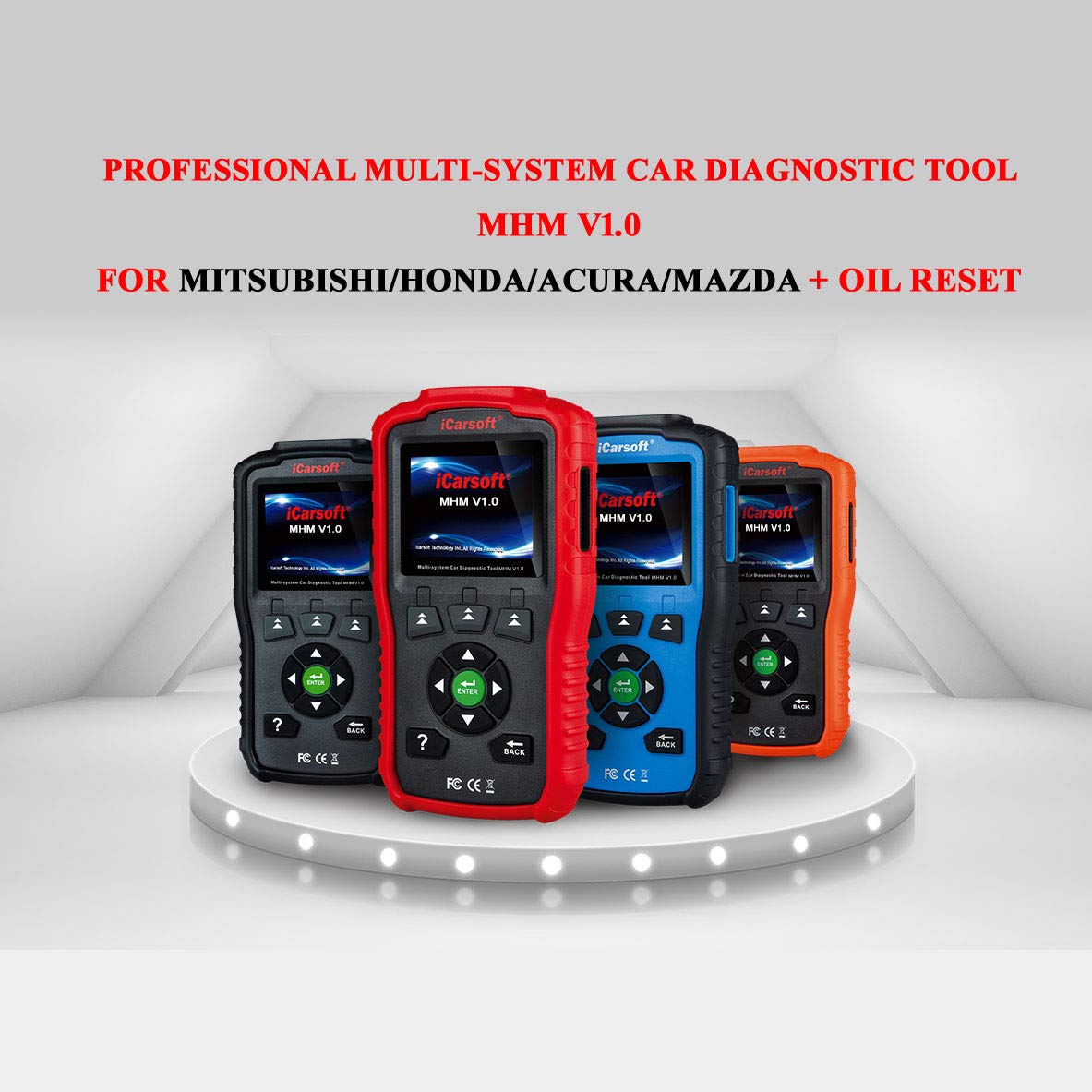 Auto Diagnostic Scanner iCarsoft MHM V1.0 for Mitsubishi/Honda/Acura/Mazda, ABS, SRS, Oil Service Reset ect (Red) (Black)