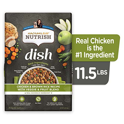 Rachael Ray Nutrish Dish Premium Dry Dog Food, Chicken & Brown Rice Recipe with Veggies & Fruit, 11.5 Pounds