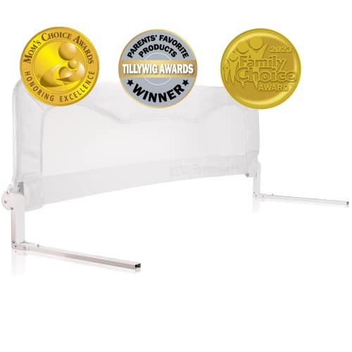 Bed Rail for Toddlers & Infants – Kids Bed Safety Guard rail –Toddler Bed Rails for Twin, Full Size, Queen &King Mattress – baby bed rail For children – Extra Long Crib rail Guard -White (59L19.5H in)