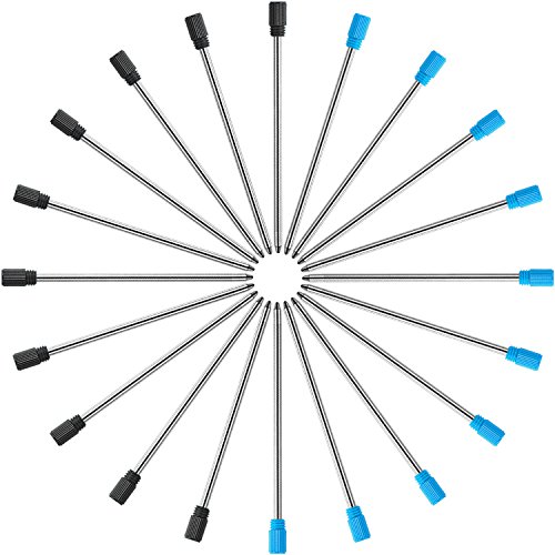 TecUnite 2.75 Inch Ballpoint Pen Refills for Diamond Crystal Stylus Pens and Ballpoint Pens with Black Velvet Bag, 20 Pieces (Black and Blue Refill)