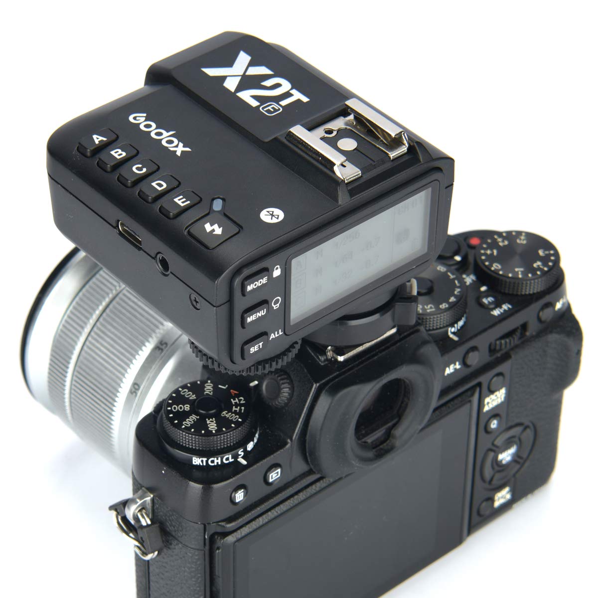 Godox X2T-F TTL Wireless Flash Trigger for Fujifilm Fuji, Bluetooth Connection, 1/8000s HSS, 5 Separate Group Buttons, Relocated Control-Wheel, New Hotshoe Locking, New AF Assist Light