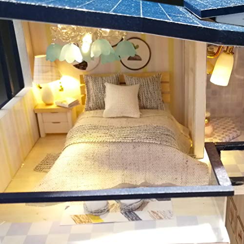 Flever Wooden DIY House Kit, Miniature with Furniture, Creative Craft Gift for Lovers and Friends (Mermaid Tribe)