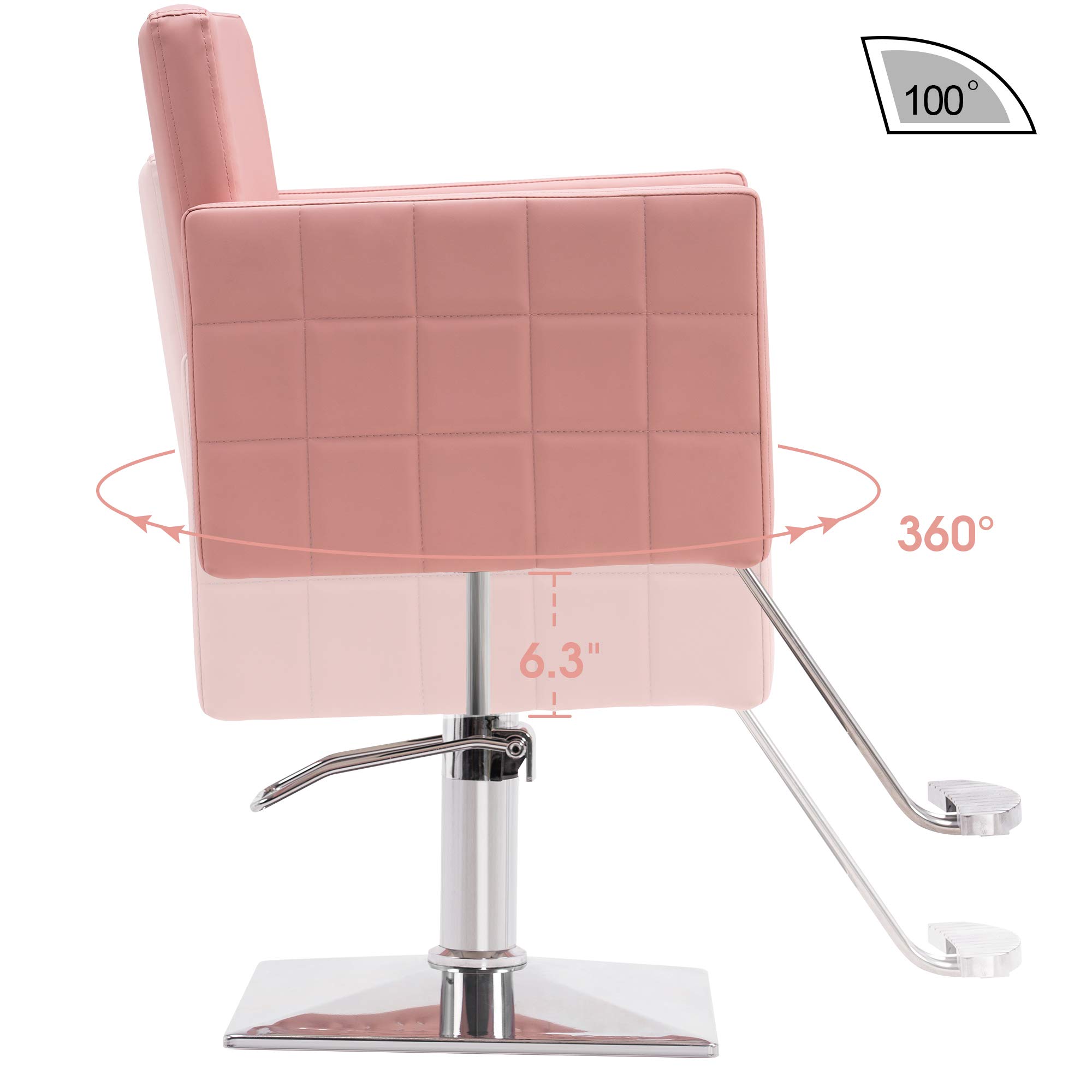BarberPub Salon Chair for Hair Stylist,Hydraulic Barber Styling Chair, Beauty Spa Equipment 8821 (Pink)
