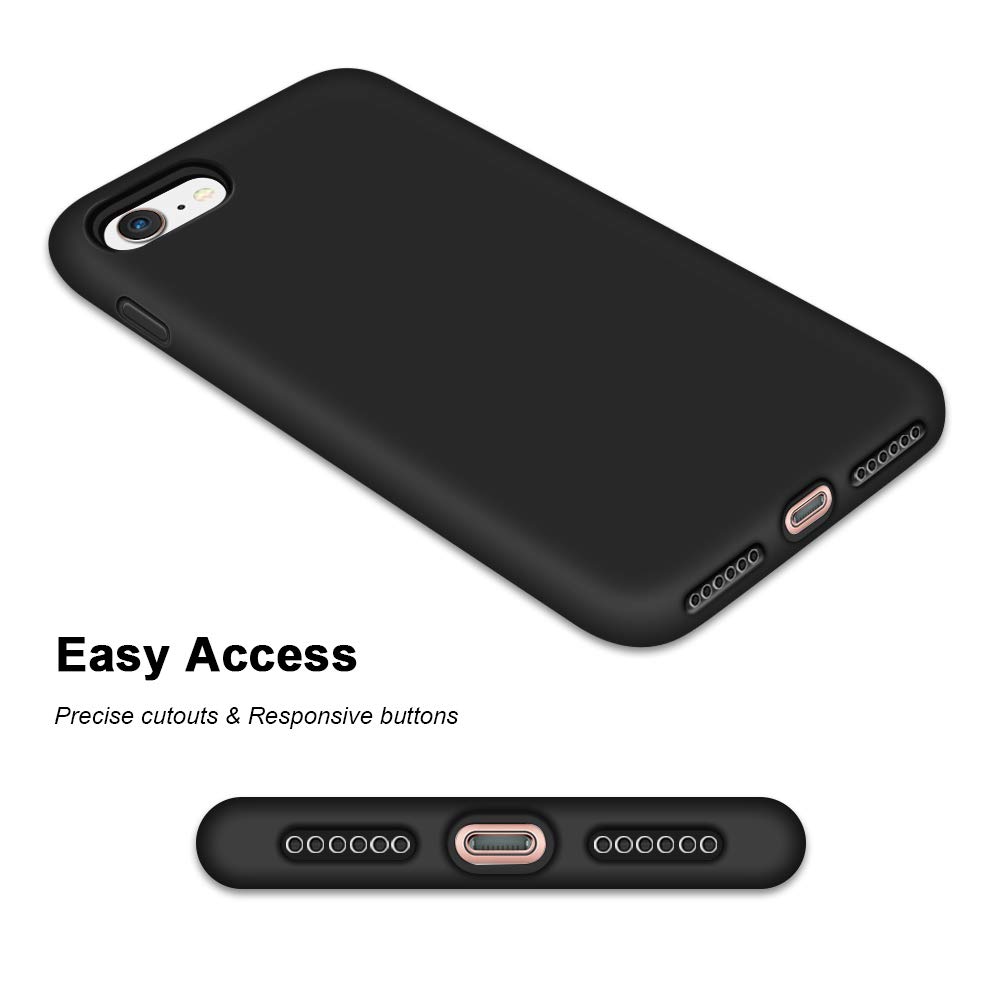 Anuck iPhone SE Case 2022/2020, iPhone 8 Case, iPhone 7 Case, Non-slip Liquid Silicone Gel Rubber Bumper Phone Case Soft Microfiber Lining Hard Shockproof Protective Cases Cover 4.7", Light Blue