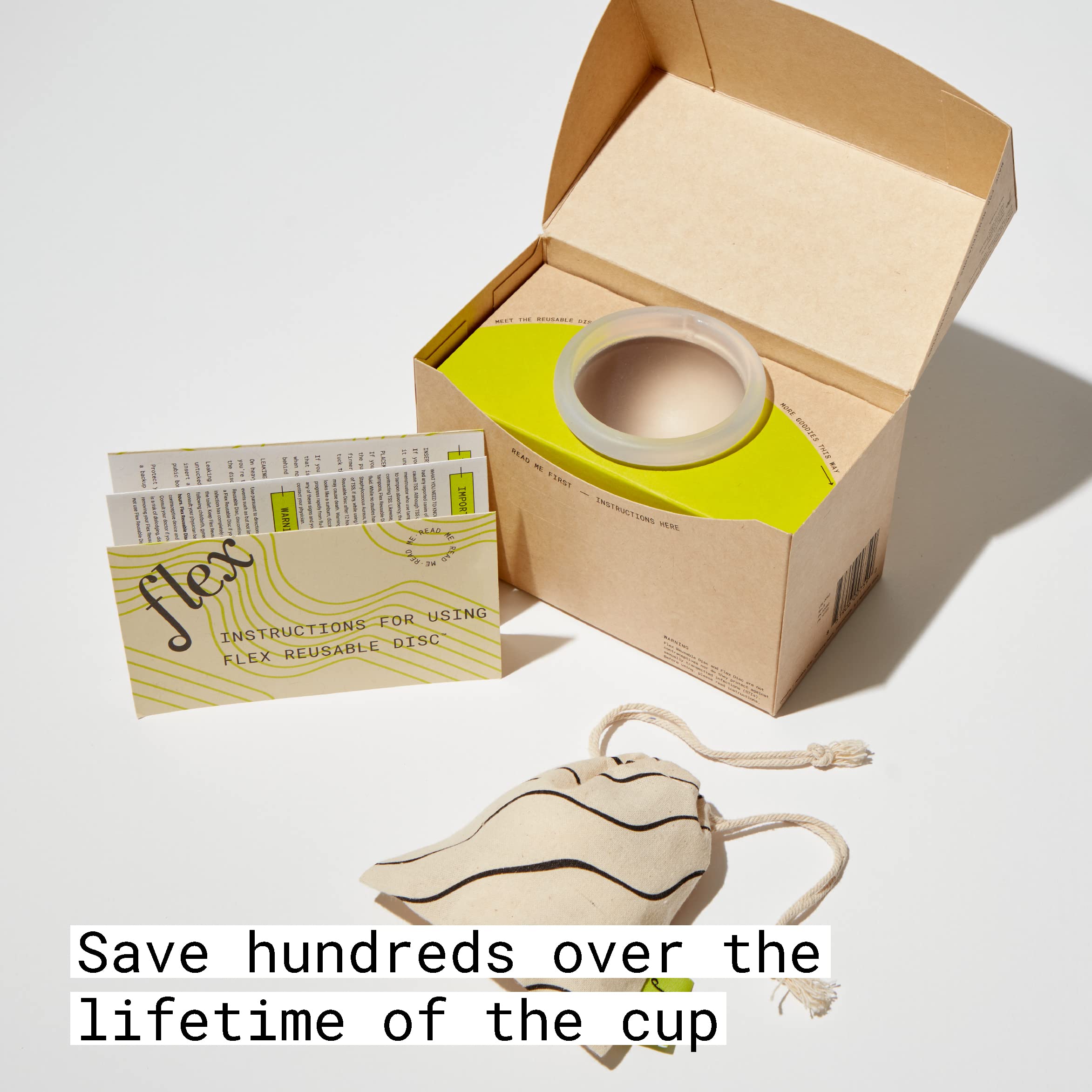 Flex Reusable Disc | Reusable Menstrual Disc | Tampon, Pad, and Cup Alternative | Capacity of 6 Super Tampons | Lasts for Years | Includes Carrying Pouch & 2 Free Disposable Discs