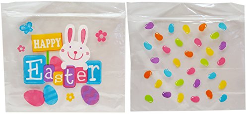 Regent Products Corp Set of 200 Easter Zipper Bags with Easter Bunny, Egg, and Jelly Bean Designs! 6.5"x5.86" - 2 Designs!