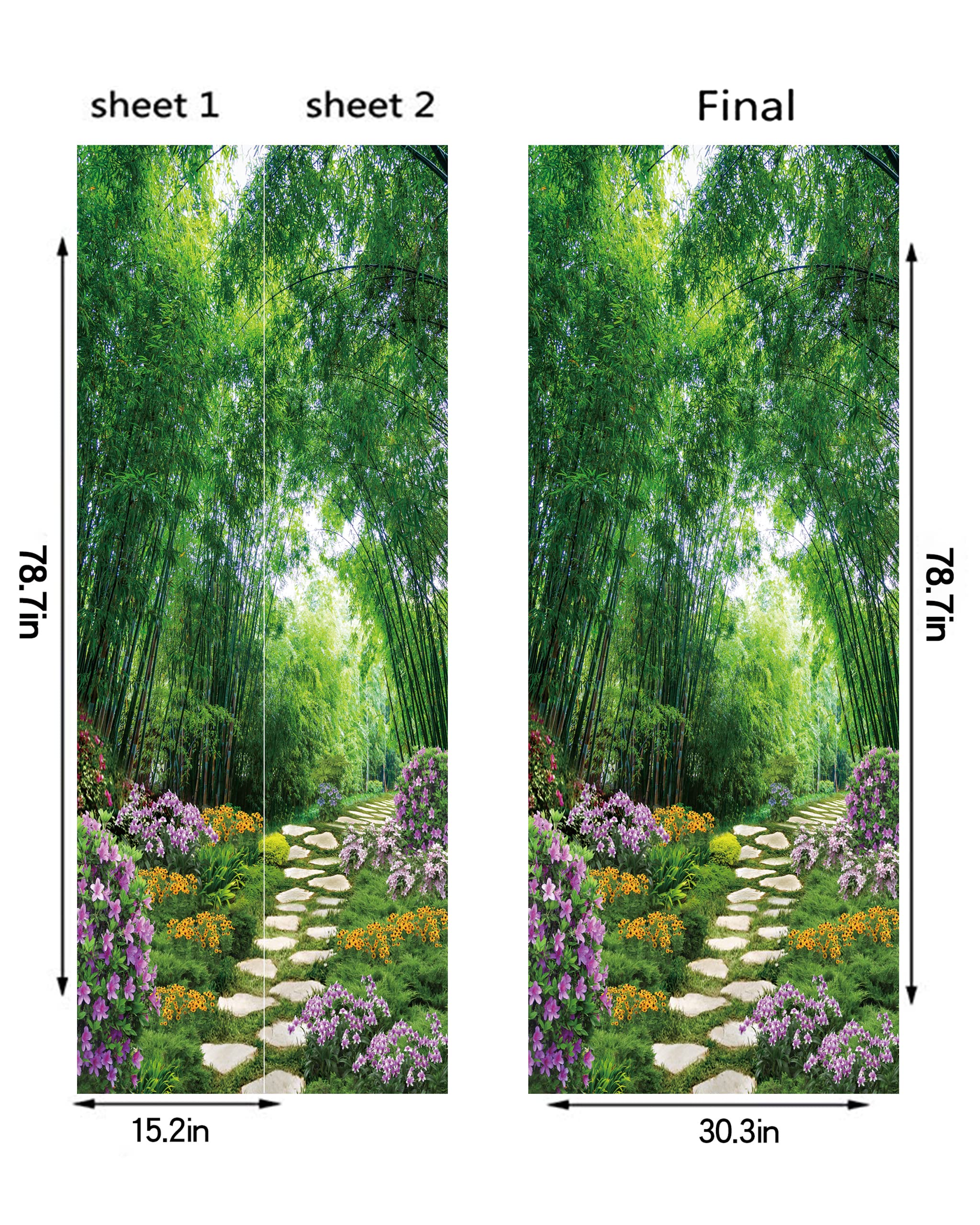 FLFK Door Sticker - Door Mural Peel and Stick, Removable Self-Adhesive Scenic Door Wallpaper for Home Decor, 30.3 "W x 78.7 "L, Set of 2 Sheets