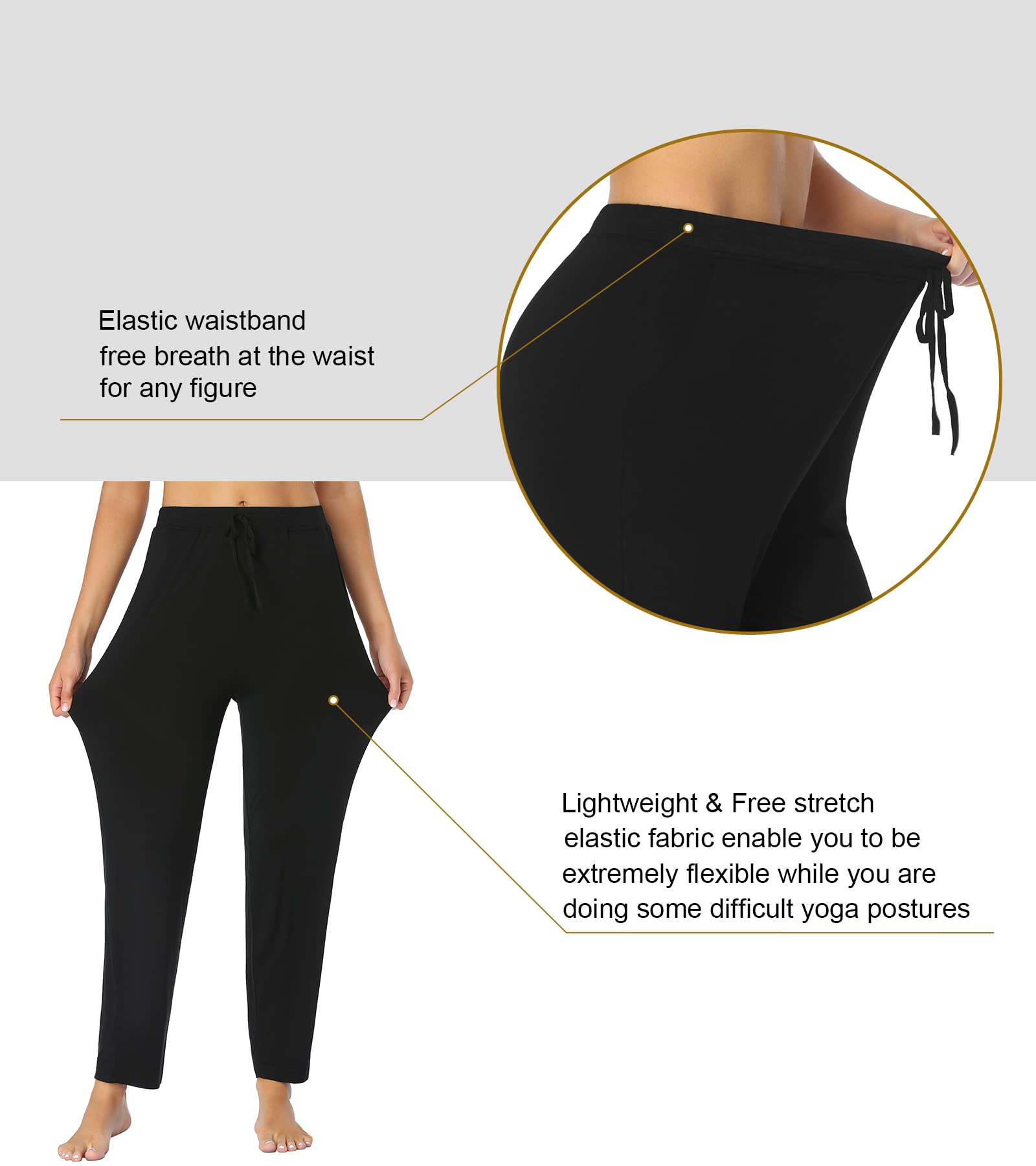 ASIMOON Women's Sweatpants Comfy High Waist Loose Yoga Pants Stretch Casual Workout Pants for Ladies Black
