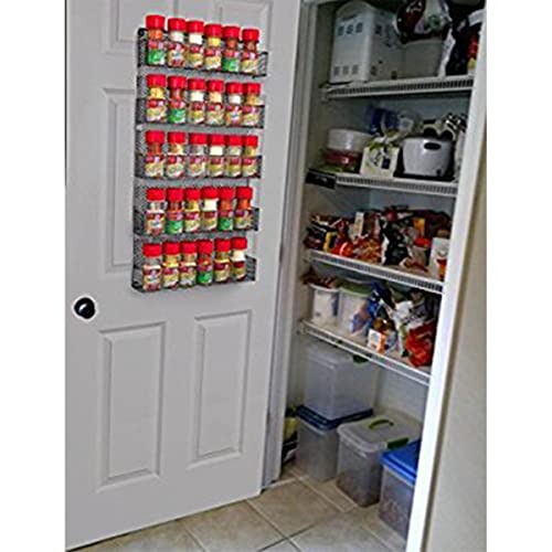 Spice Rack Organizer – Space Saving Wall Mount 5-Tier Wire Shelves for Pantry or Cabinets – Kitchen Organization and Storage by Home-Complete (Black)