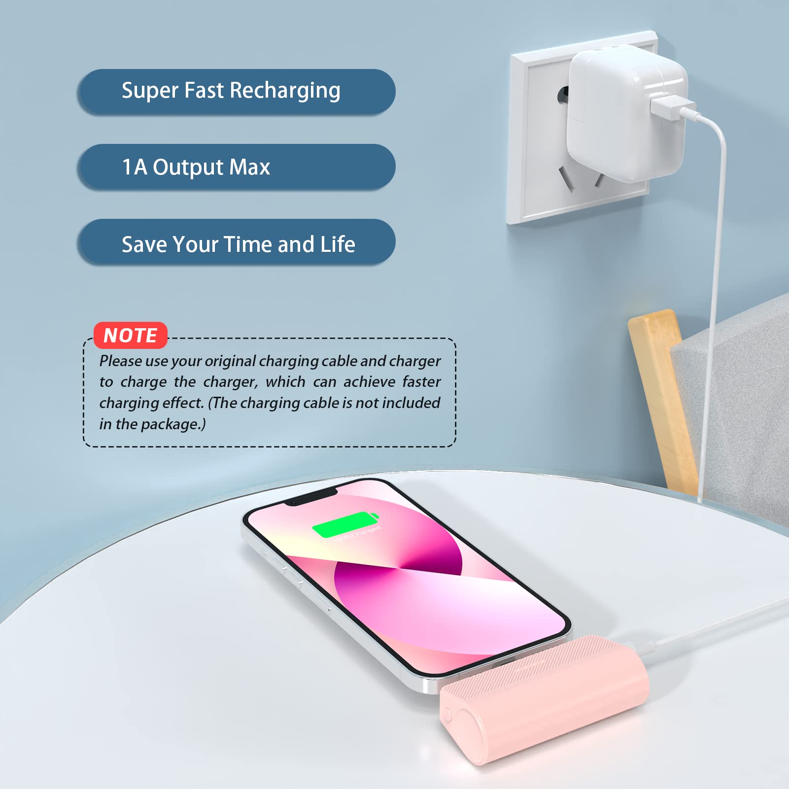 ATGIH Portable Charger for iPhone,3500mAh Ultra-Compact Small Power Bank Compatible with iPhone 6/7/8/SE/11/XR/12/12 Pro Max/13/13 Pro Max/14/14 Pro Max/14 Plus/Airpods Series(Pink)