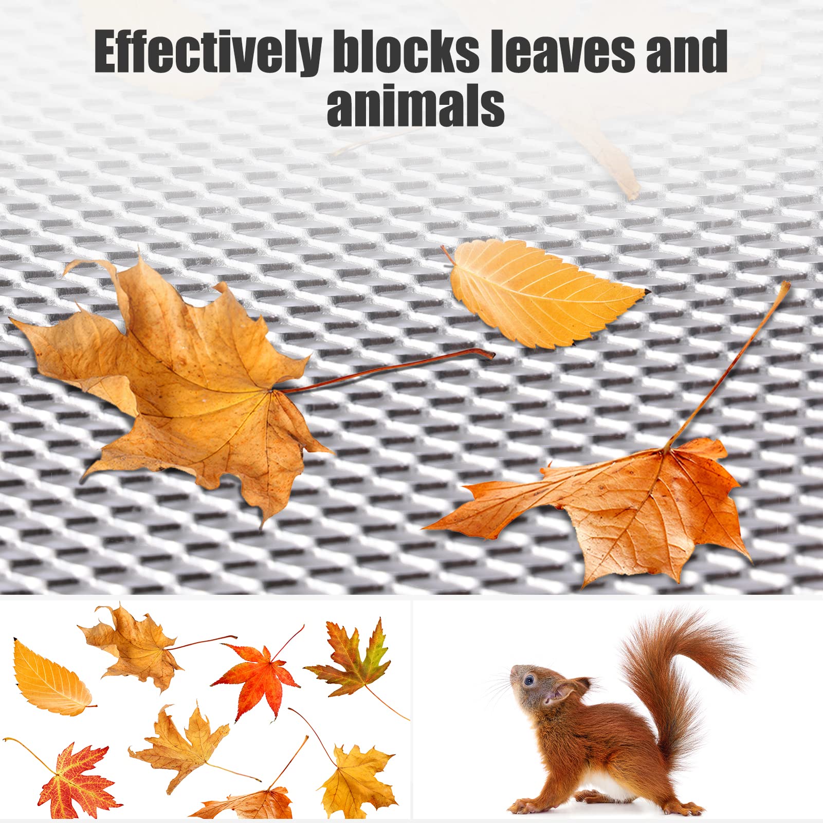 Aoibrloy Gutter Guard, Aluminum Square Hole Gutter Leaf Guard with Gloves, Rain Gutter Guard for Leaves Twigs, Branches, 6 Inch x 50 Ft