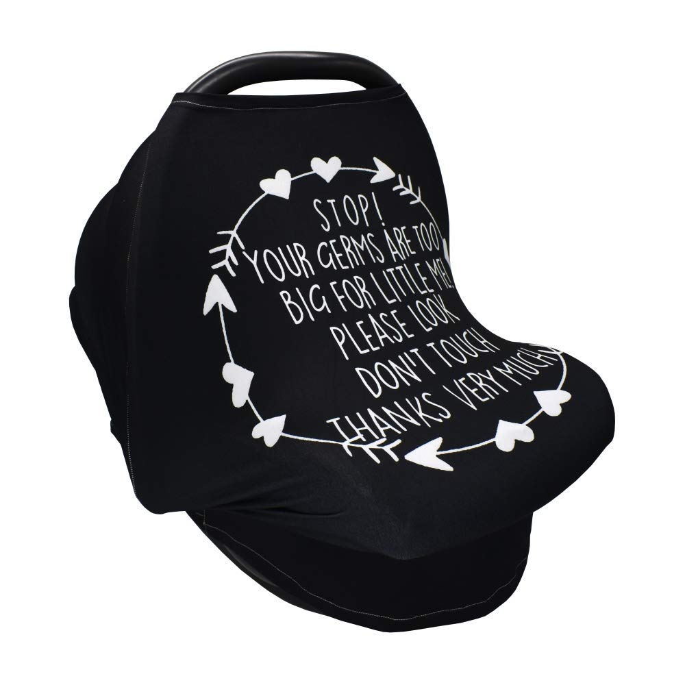 Baby Car Seat Canopy Nursing Cover - All-in-1 Multi Use Nursing Covers - Carseat Canopy - Breastfeeding Scarf - Stroller Covers - Shopping Cart (Black?