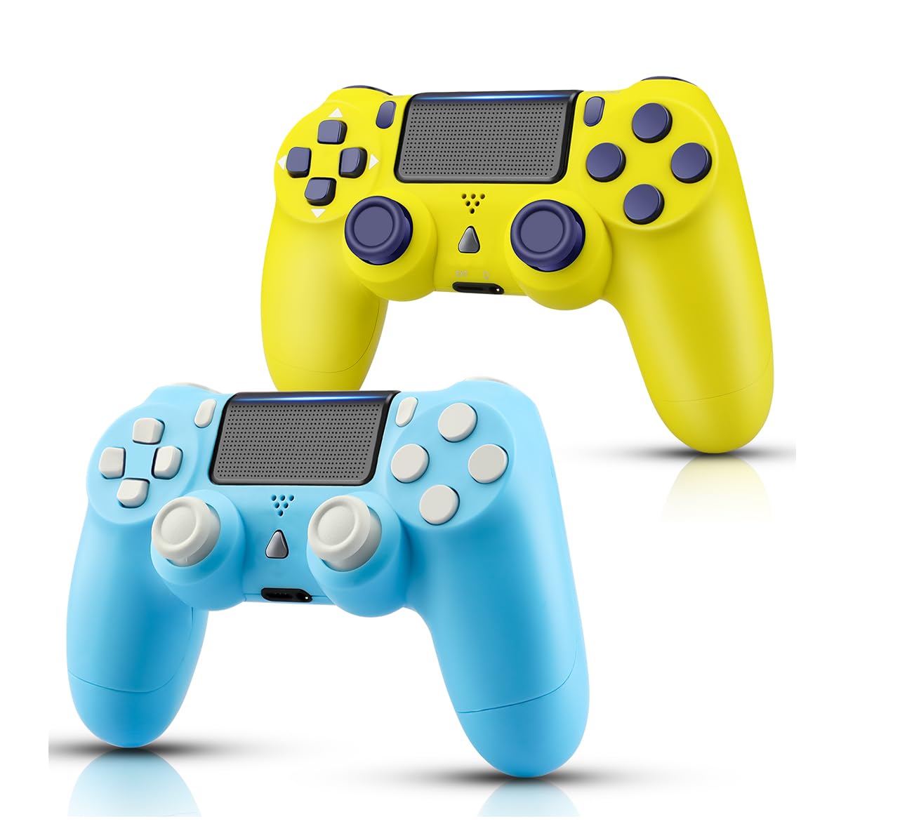 AUGEX Wireless Controller for PS4 Controller 2 Pack, Wireless Gamepad Work with Playstation 4 Controllers, Game Control for PS4 Controller with Joystick(Blue Yellow)