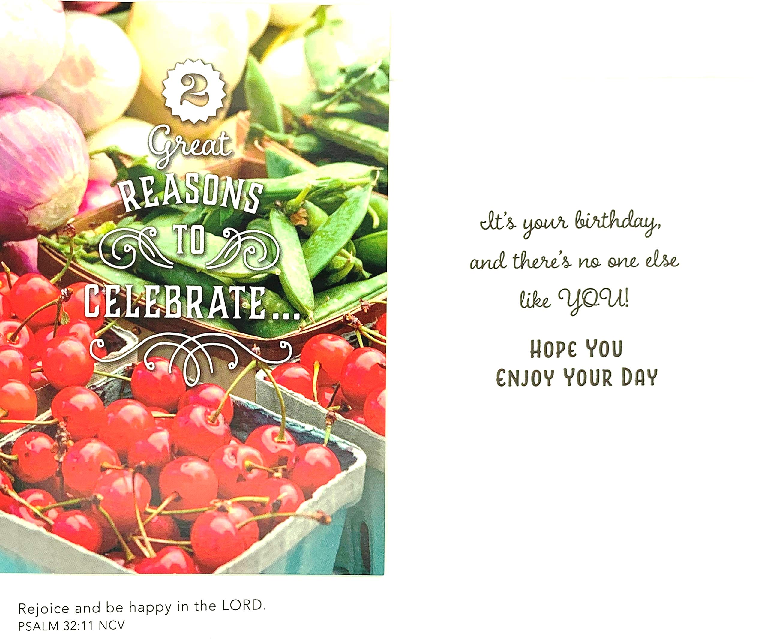 DaySpring - Happy Birthday - Farmers Market - 4 Design Assortment with Scripture - 12 Boxed Birthday Cards & Envelopes, NCV (J0382)