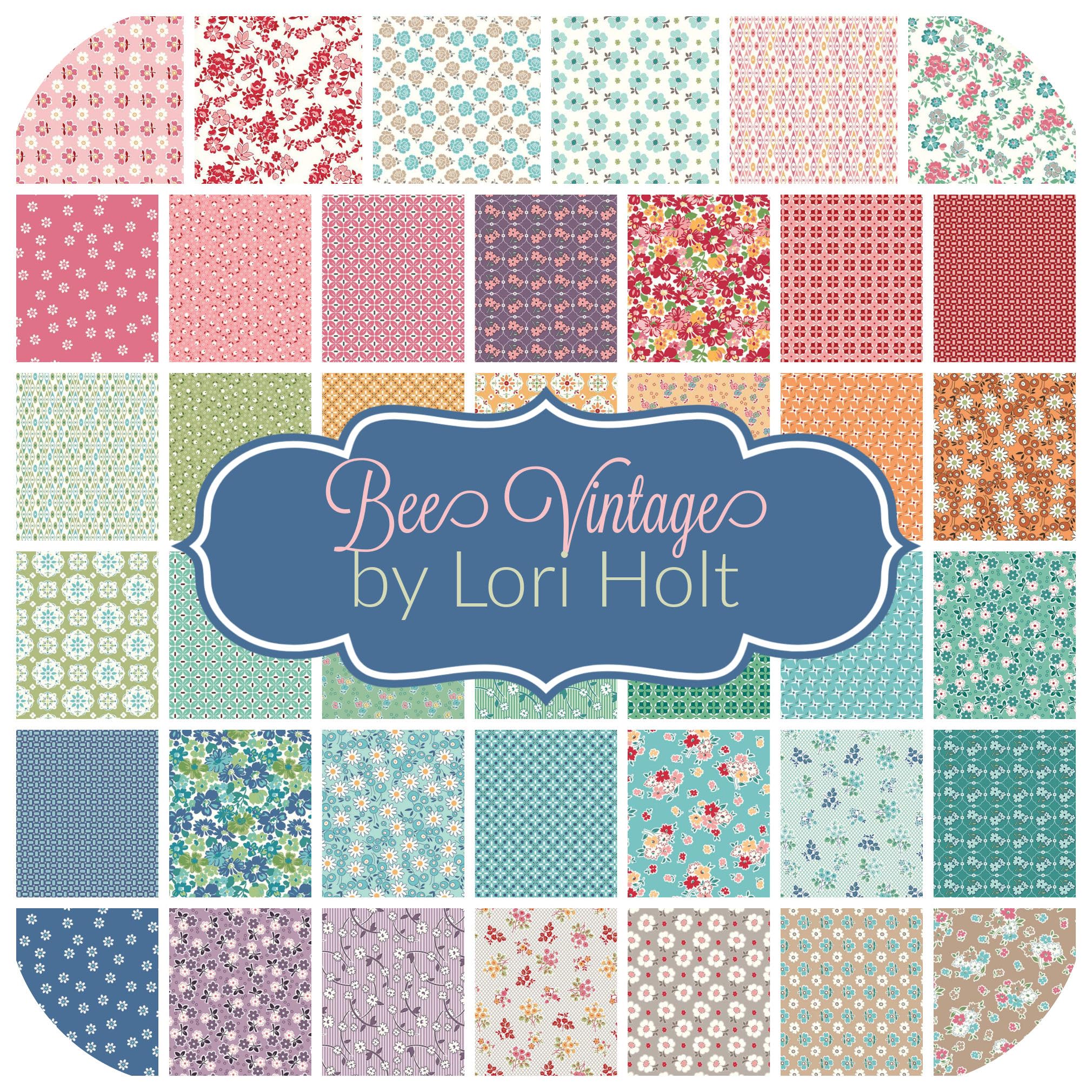 Bee Vintage Fat Quarter Bundle (40 Pieces) by Lori Holt for Riley Blake 18 x 21 inches (45.72 cm x 53.34 cm) Fabric cuts DIY Quilt Fabric