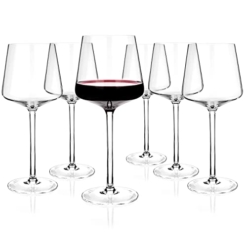 LUXBE - Crystal Wine Glasses Set 6, Red White Wine Large Glasses - 100% Lead-Free Glass - Pinot Noir - Burgundy - Bordeaux - 20.5-ounce