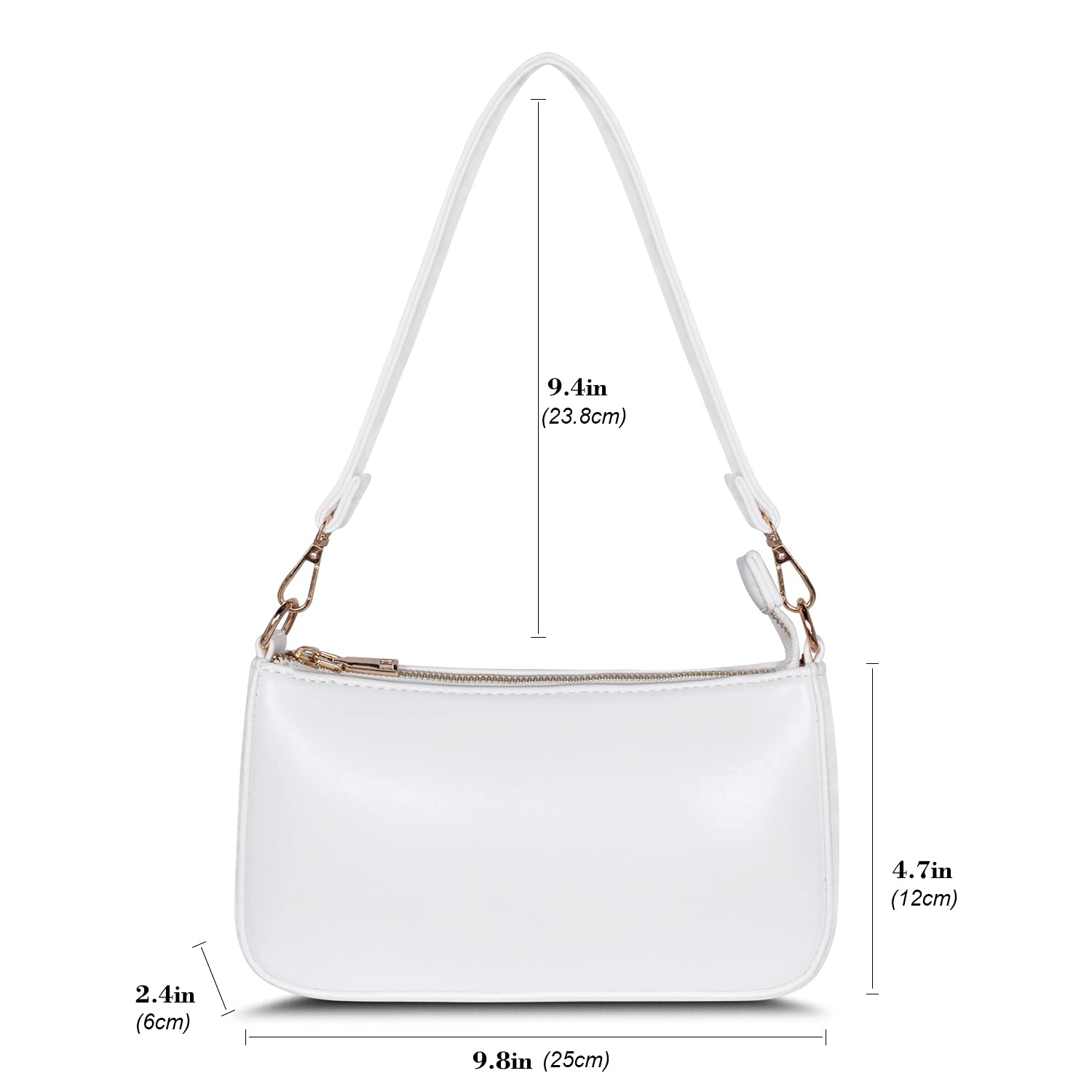 Apperloth Small Shoulder Bag with Zipper Closure Retro Classic Clutch Croc Tote HandBags for Women (Style 2 White)