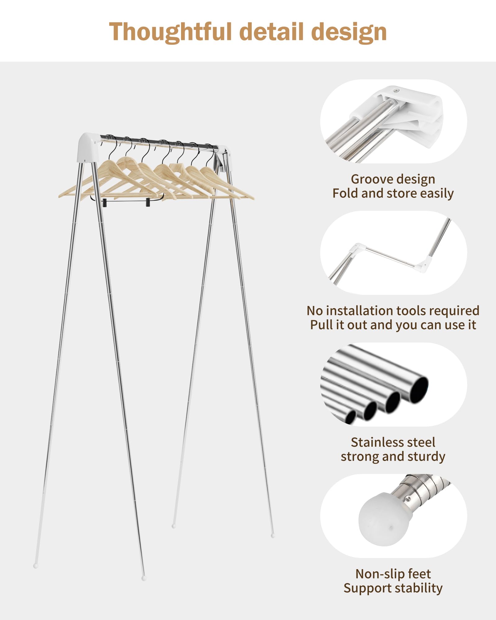 URZCT Travel Garment Rack,Portable and Foldable,Folding Clothes Rack for Dance,Travel,Camping, Drying,RV, Indoor,Outdoor. A Collapsible Mini Clothing Rack.