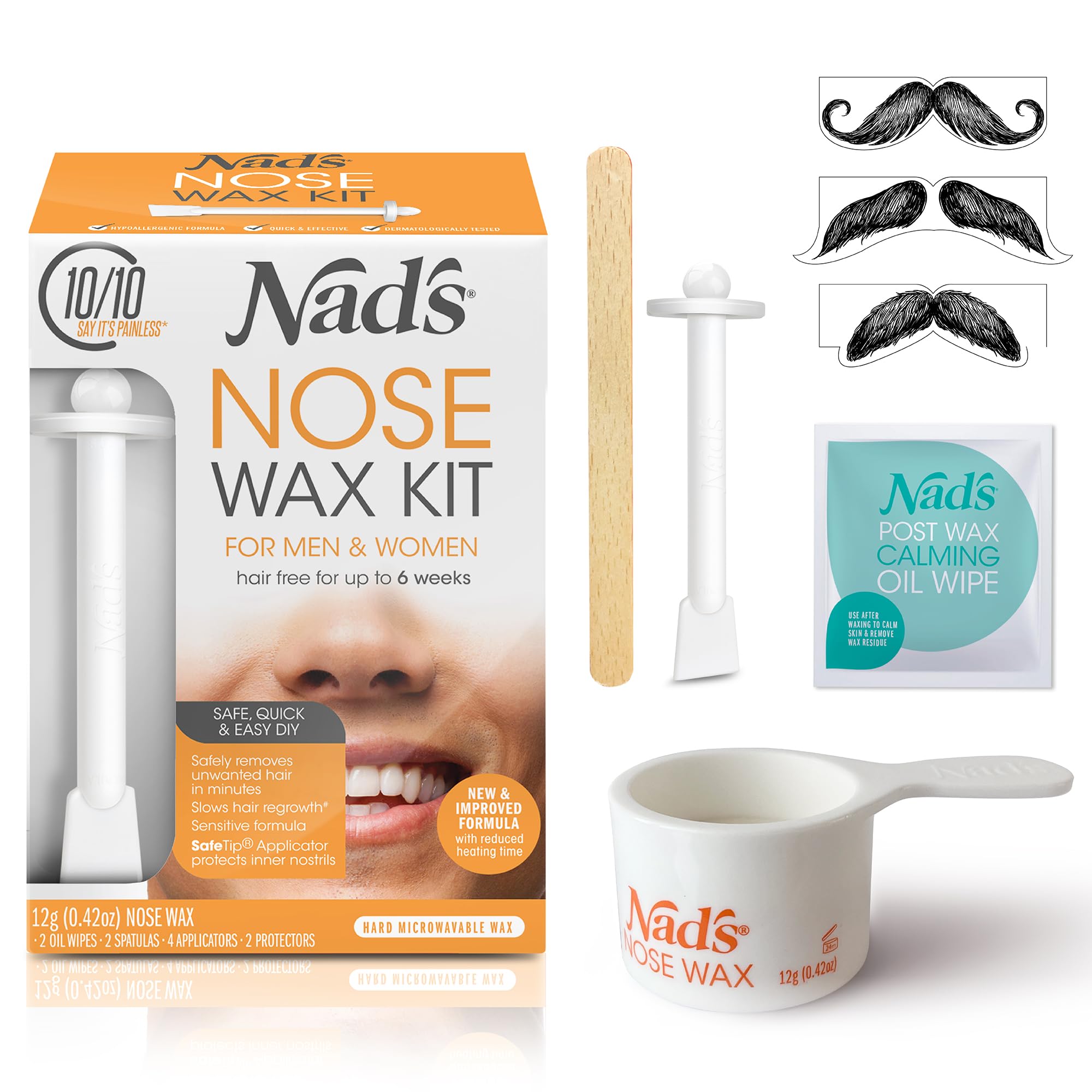 Nad's Nose Wax Kit for Men & Women - Waxing Kit for Quick & Easy Nose Hair Removal, 12g / 0.42oz