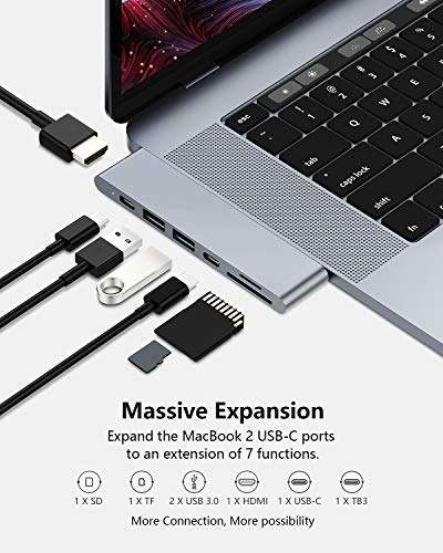 Purgo USB C Hub for MacBook Pro 13 M2 Air 2022/2021-2018, MacBook Adapter with 4K HDMI, 100W PD, 40Gbps TB3 5K@60Hz, USB-C, 2 USB 3.0 and SD/Micro Card Readers