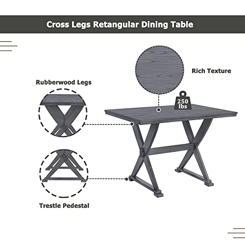 Harper & Bright Designs 5-Piece Dining Table Set with 4 Upholstered Dining Chairs, Solid Wood Dining Furniture Set for Small Place, Kitchen, Dining Room, Antique Grey