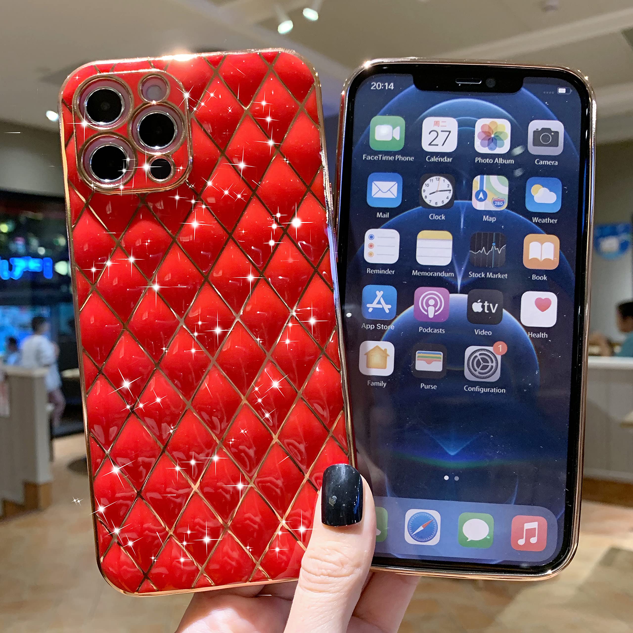 Anynve Compatible with iPhone 11 Pro Max Case for Women, Glitter Aesthetics Plating Case, Camera Lens Protection & Shockproof Edge Bumper Full Body TPU iPhone 11 Pro Max Case [6.5 inches] -Pink