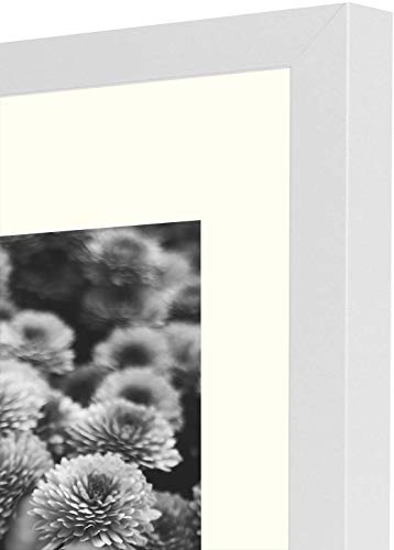 Frametory, 16x20 Picture Frame - Made to Display 11x14 Photo with Ivory Mat - Wide Molding - Built in Hanging Features - Preinstalled Wall Mounting Hardware (White, 1 Pack)