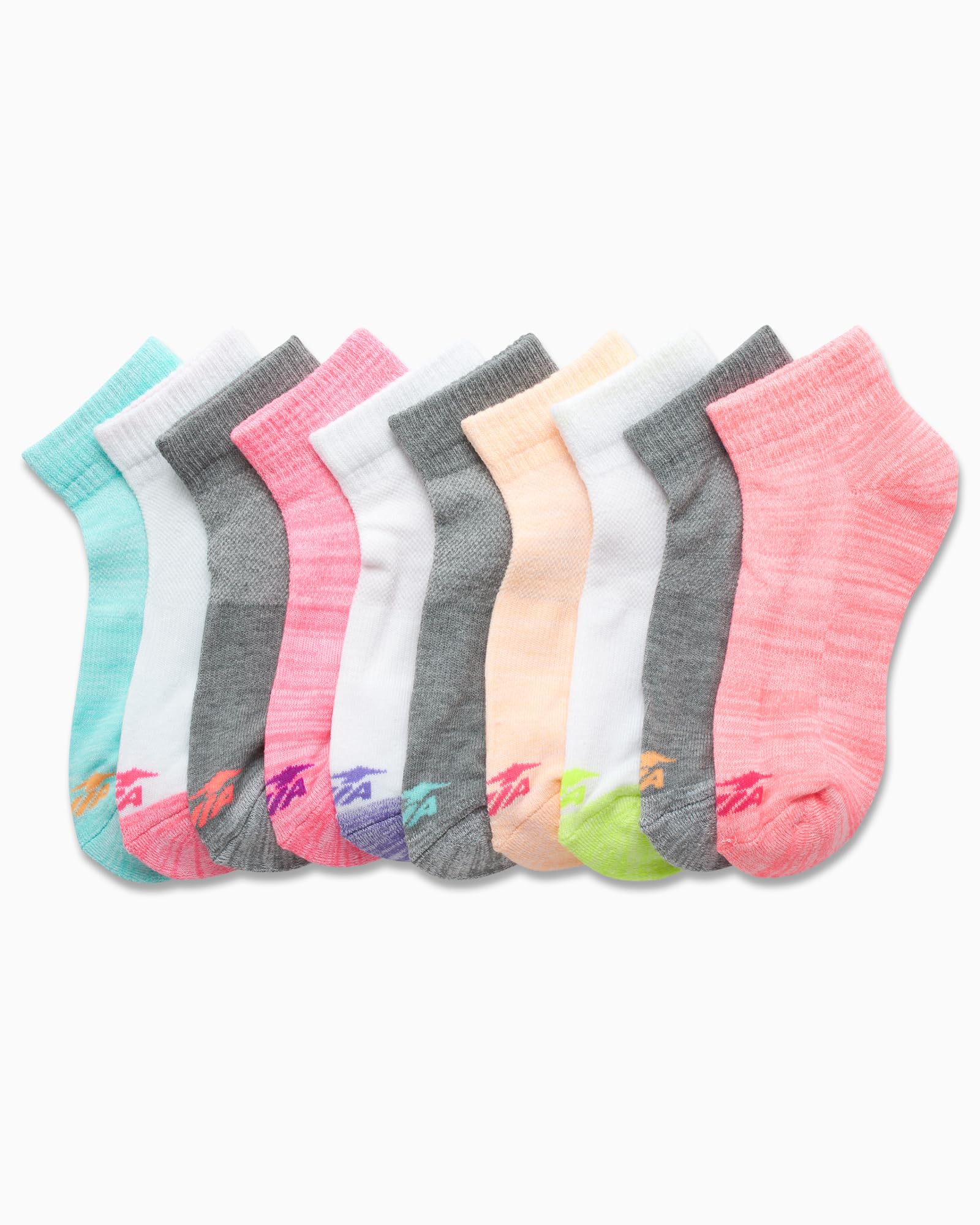 Avia Girls Athletic Performance Cushion Quarter Cut Ankle Socks (10 Pack), Size Medium, Black