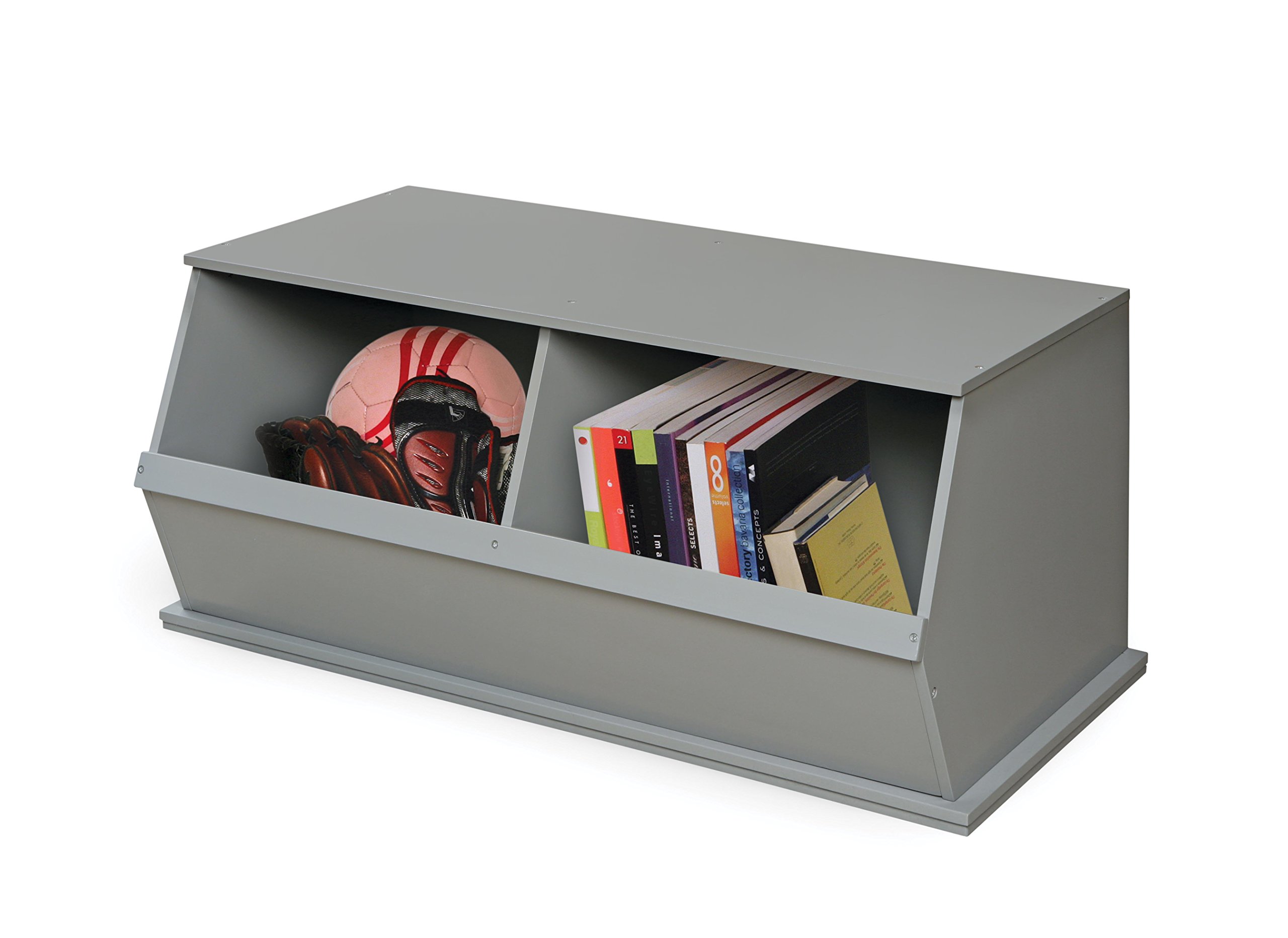 Stackable Wooden 2 Bin Open Storage Toy Organizing Cubby