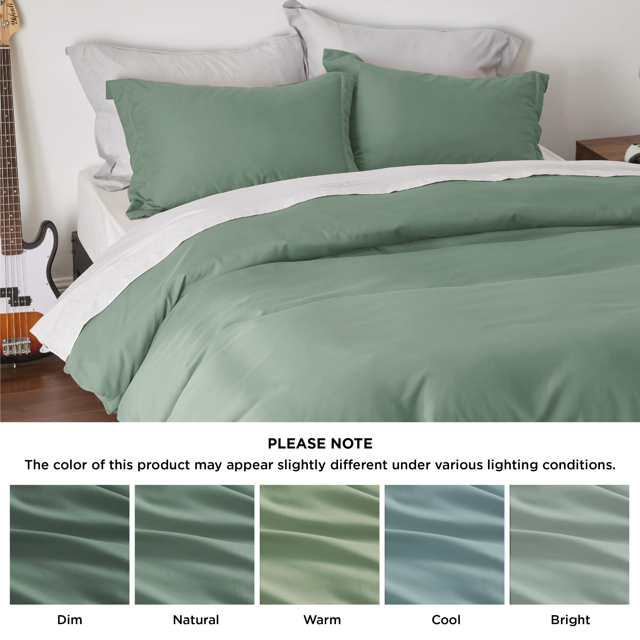 Bedsure Sage Green Duvet Cover Full Size - Soft Double Brushed Duvet Cover for Kids with Zipper Closure, 3 Pieces, includes 1 Duvet Cover (80"x90") & 2 Pillow Shams, NO Comforter