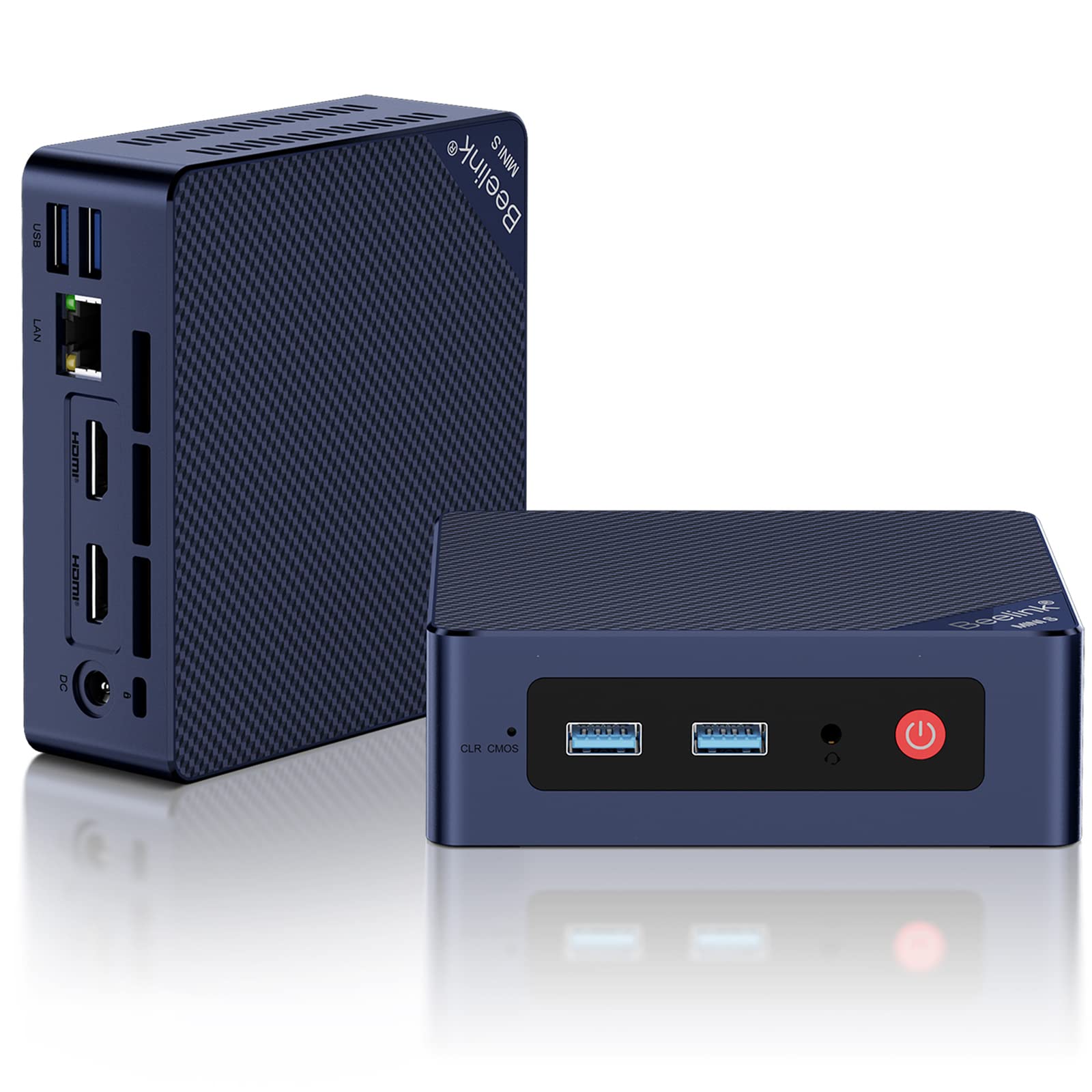 Beelink Mini S Mini PC with 11th Gen 4-Cores Processor N5095, 8GB DDR4 256G SSD Mini Desktop Computers, Micro Pc Dual HDMI 4K@60Hz/Gigabit Ethernet/WiFi 5/BT 4.2/Support 2.5" HDD/SSD