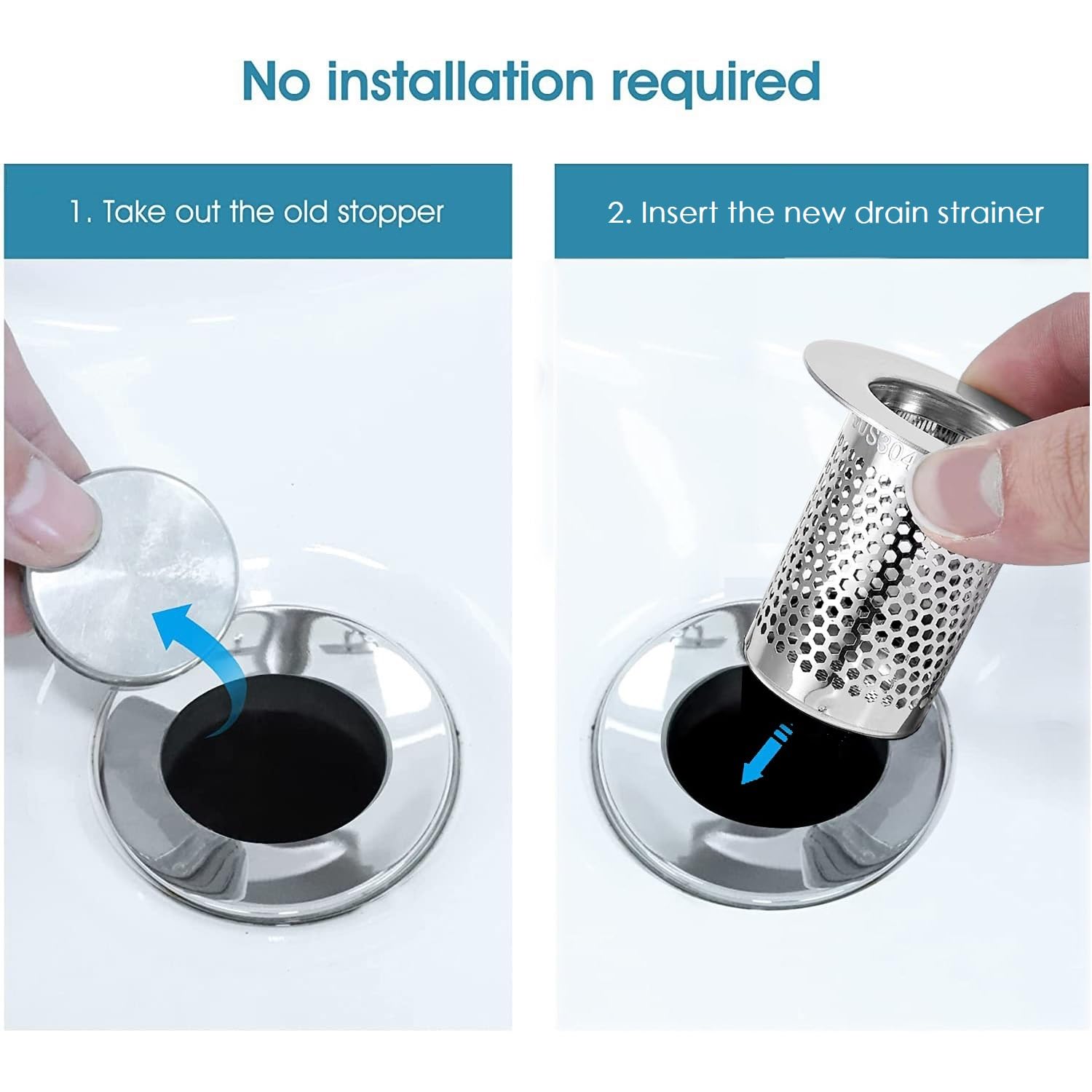 Bathroom Sink Strainer, Bathtub Lavatory Sink Drain Strainer Hair Catcher for Laundry Utility RV Sink, Stainless Steel Drain Cover. Fit Hole Size from 1.25"-1.60", Depth Than 1.97",3 Pack (1.1")