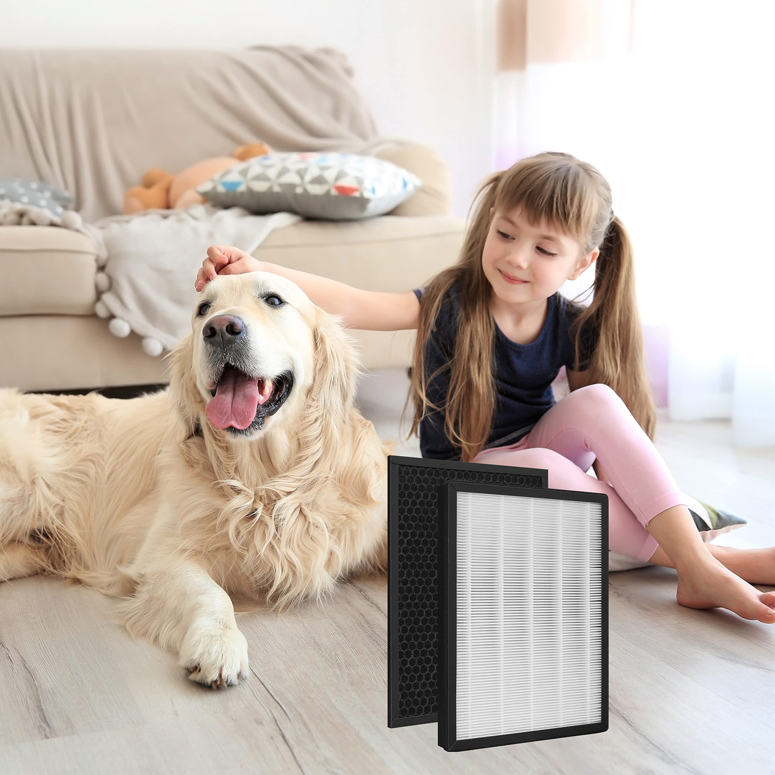 Nyingchi AP-B102 H13 True HEPA Replacement Filter,Compatible with Alexapure Breeze AP-B102 and 3049 Air Purifiers,1Replacement Filter Kit (1HEPA+1Carbon)