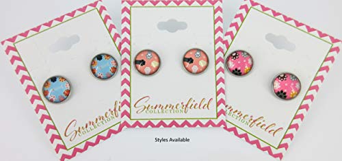 Stainless Steel Pink Cat Paw Print Glass Stud Earrings 12mm