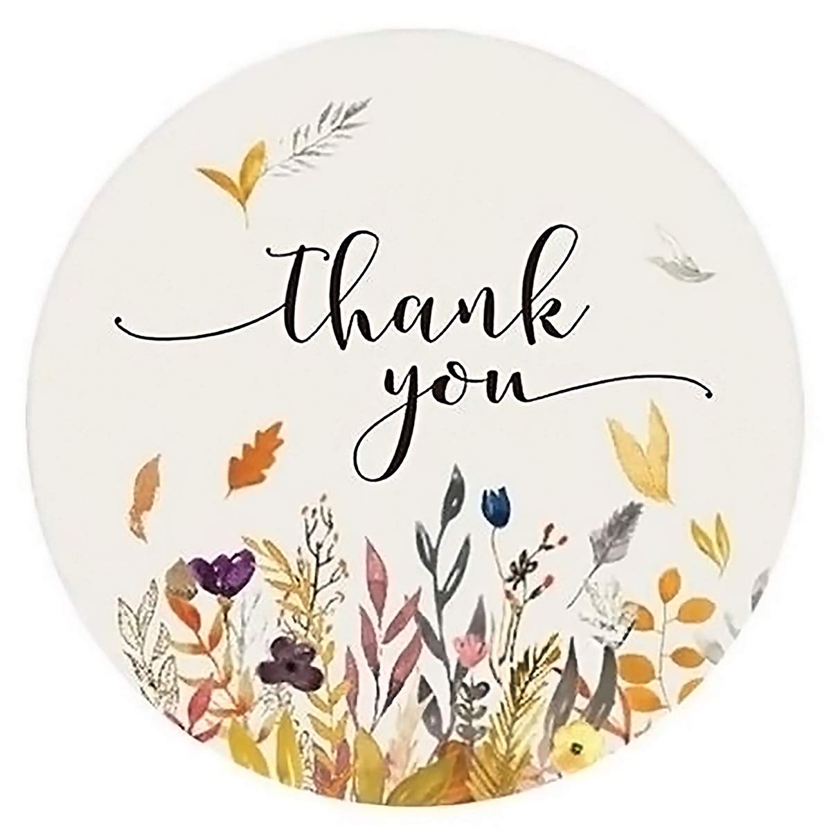 Autumn Floral Thank You Stickers, 1.5 Inch Round - 500 Labels Per Roll