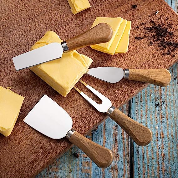 Clarmonde Premium Wooden Handle Cheese Tool Set - 6 Piece Cheese Knife Set - Cut, Spread All Your Favorite Cheeses (6-piece wooden set)