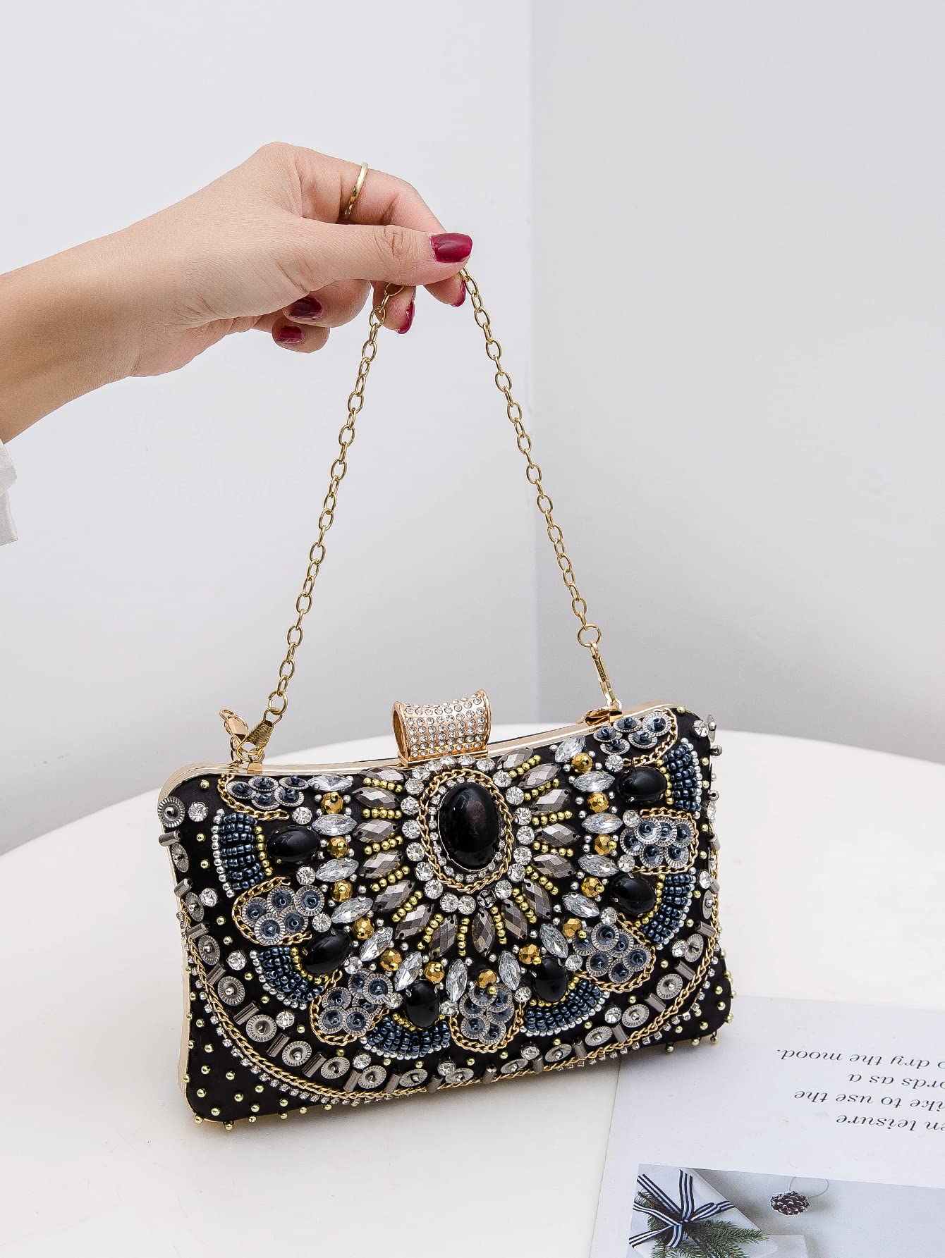 LETODE clutch purse for women with Noble Beaded Sequin Bag evening handbag