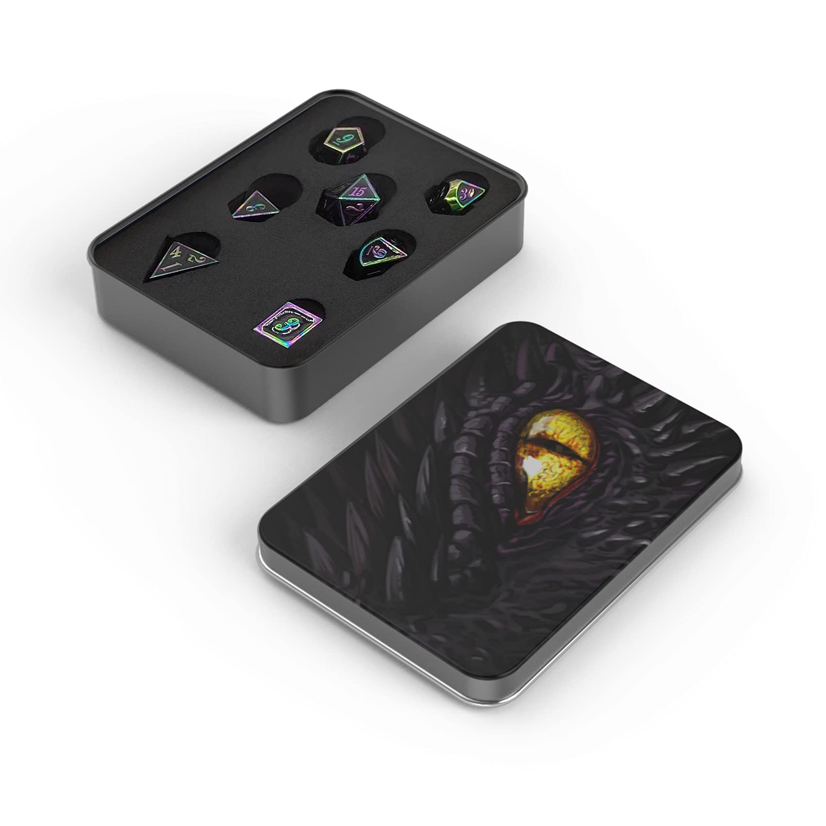 Mental DND Dice Set, D and D Dice Set, Dungeons and Dragons Dice Set with Case, D&D Dice, Dice DND, D4, D6, D8, D10, D12, D20 (Black)