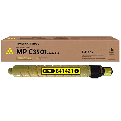 JUHASG Compatible 841421 Toner Cartridge Replacement for Ricoh Aficio MP C3501 C3001 C3300 C3330 C3333 Savin C9135 C9130 Lanier LD630C LD635C LD533C Printe MP C3501 Toner Cartridge(1 Pack, Yellow)