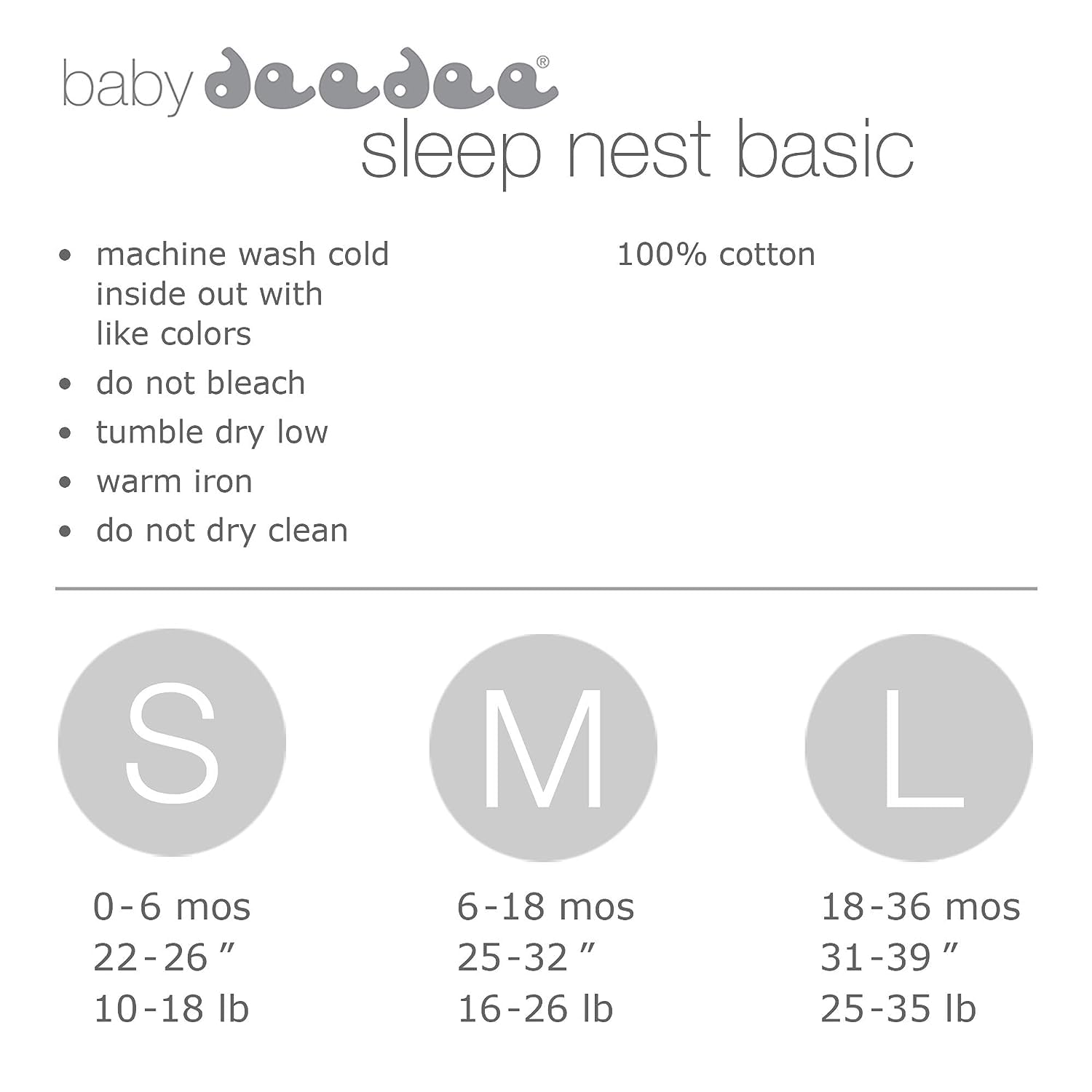 baby deedee Cotton Sleep Nest Basic Sleeping Sack, Baby Sleeping Bag Wearable Blanket, Infants and Toddlers, Deep Sea Blue, Large (18-36 Months)