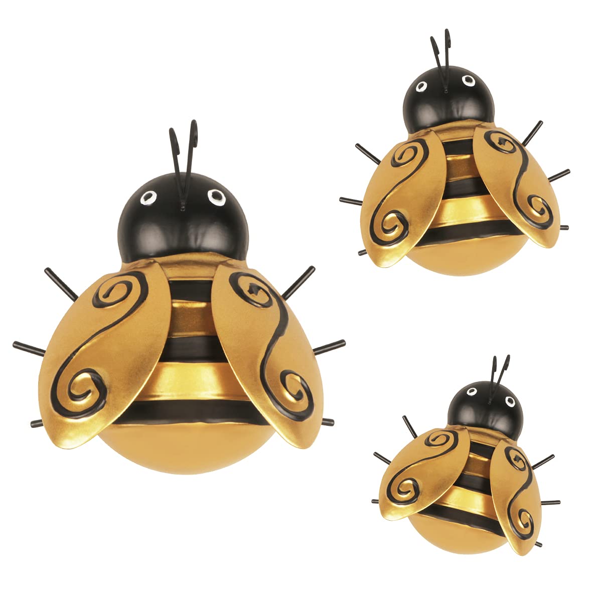 YIYA 3 PCS Metal Bee Wall Decor Bee Wall Art Decor for Outdoor Garden Lawn Fences Decor Office Bedroom Livingroom Home Decor