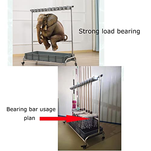 AUNEVN Movable Hand Trucks Floor-Standing Broom and Mop Rack,Cleaning Tool Cart,Broom Holder Organizer,Mop Rack Tool Rack,Stainless Steel Storage Racks,