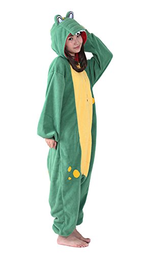 luyao188 Women's Green Crocodile Onesie Adult Pajamas Cosplay Costume Dinosaur
