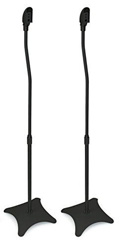 Mount-It! Speaker Floor Stands | Height Adjustable with Cable Management for Satellite, Small Bookshelf & Bluetooth Speakers up to 10 Lbs | Fits Vizio, Polk, Bose, JBL, Sony & Samsung | 1 Pair, Black