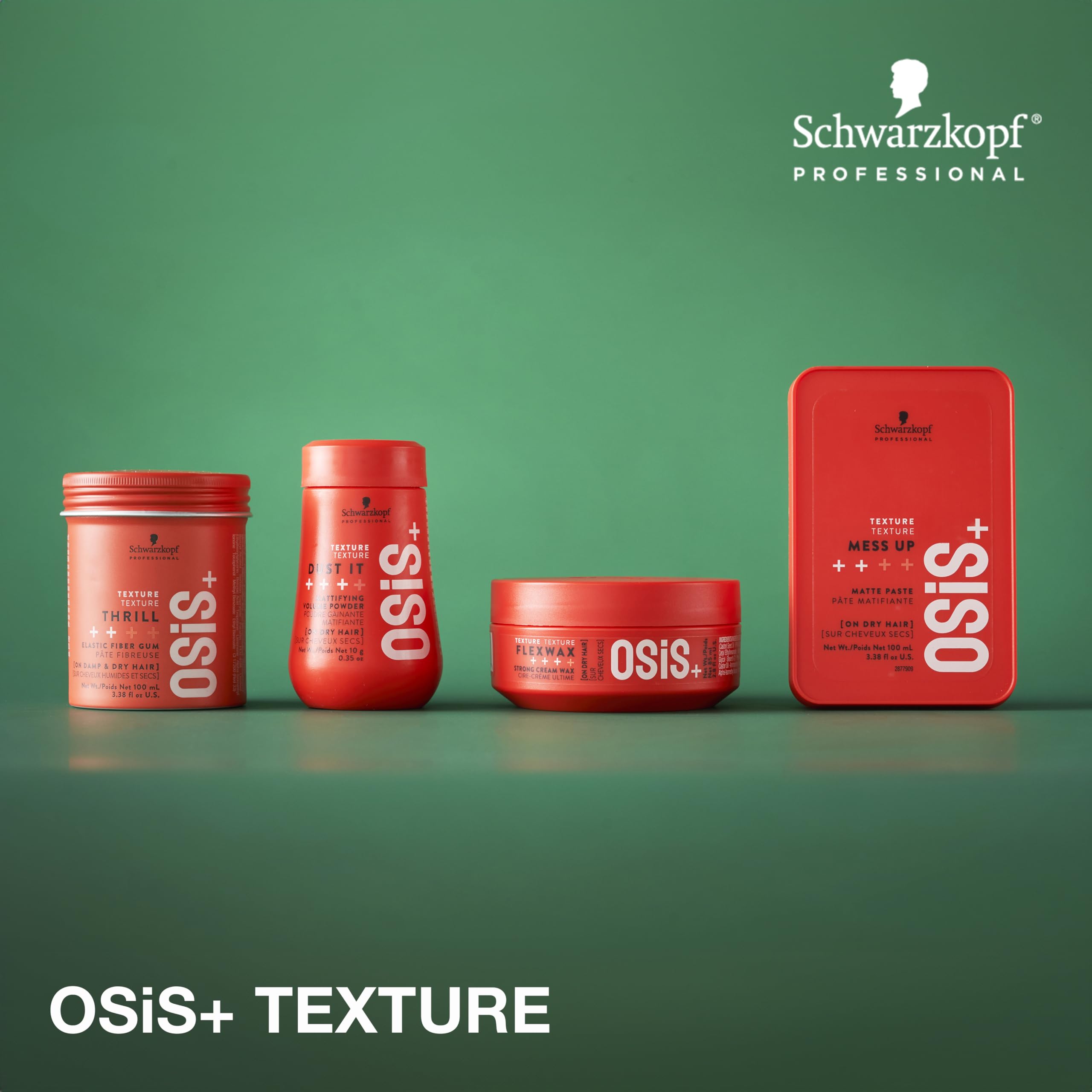 OSiS+ Thrill Fibre Gum – Medium Hold Flexible Style Control, 3.38 Oz – Bendable and Moldable Texturizing – Mega-Fibers and Natural Carnauba Wax for Long-Lasting Separation and Shine