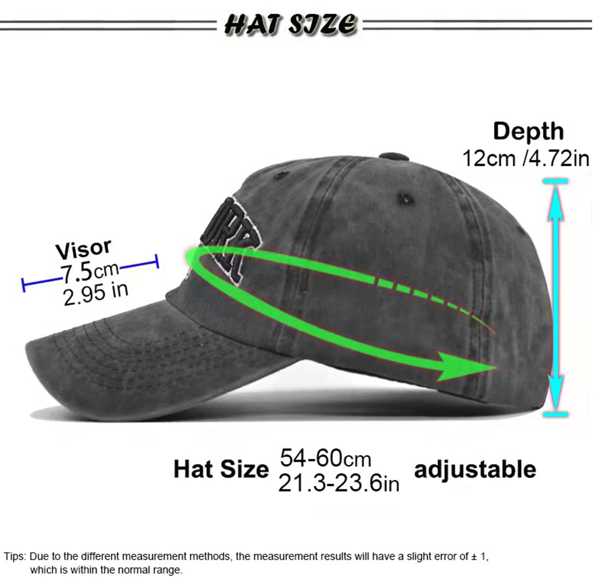 Baseball Hat New-York Distressed-Adjustable-Strapback - Washed Twill Dad Hat Unisex Black