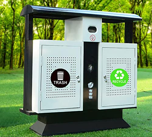Recycle Sticker Sign Trash Decal Bin Label 8 Pack 4"x4"-Waterproof Organize&Coordinate Garbage Waste from Recycling-Great for Metal Aluminum Steel or Plastic Trash Cans-Indoor&Outdoor